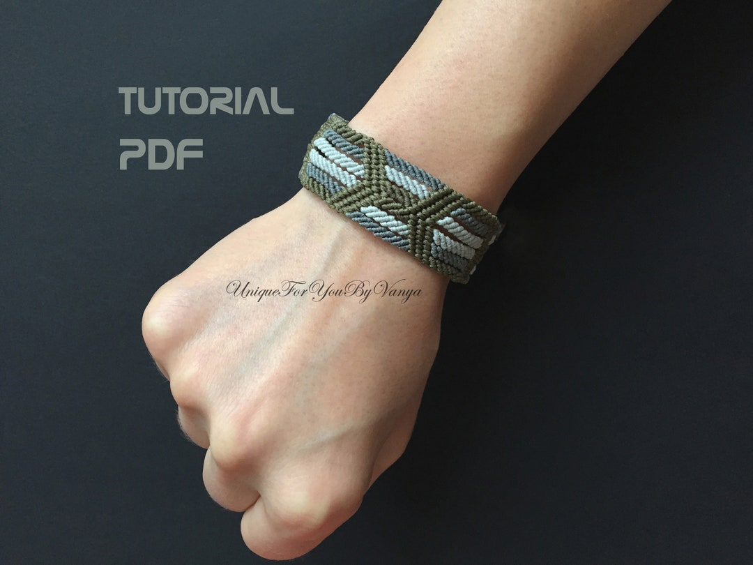 Men's Micro Micro Macrame Bangle Pattern, PDF Tutorial, Woven Man Cuff ...