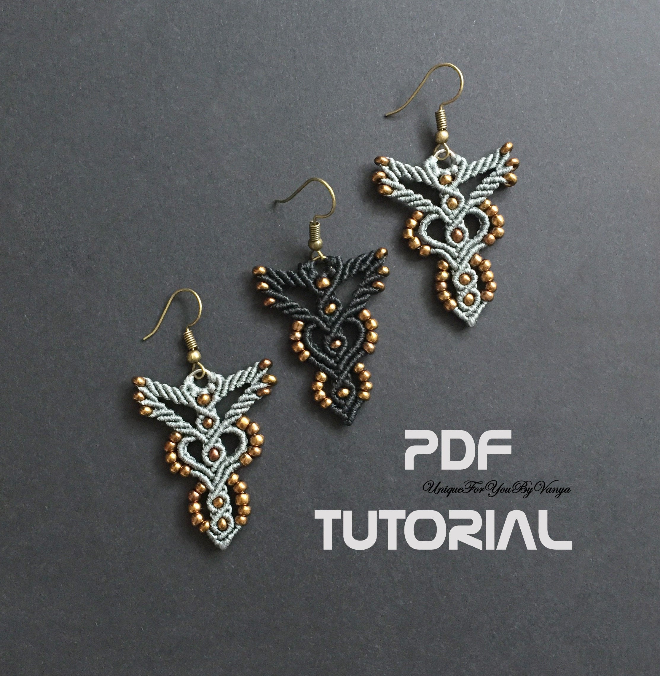 PDF Tutorial Macrame earrings PATTERN Micro macrame | Etsy