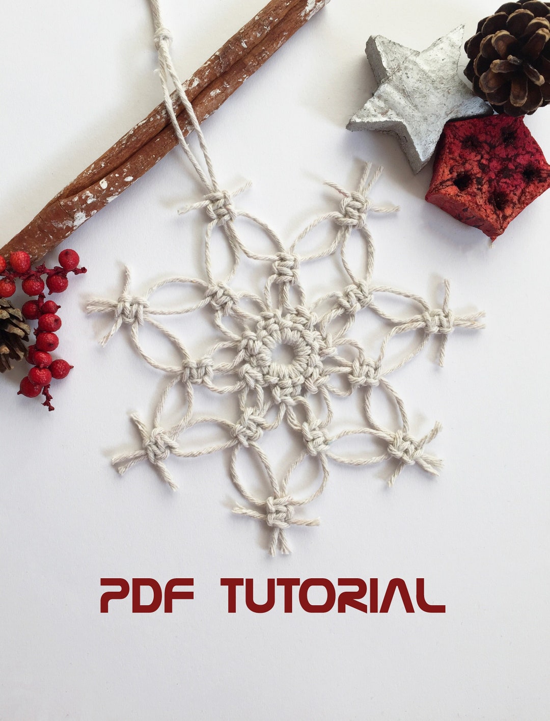 Macrame Snowflake Ornament, PDF Christmas Pattern, Christmas Tutorial ...