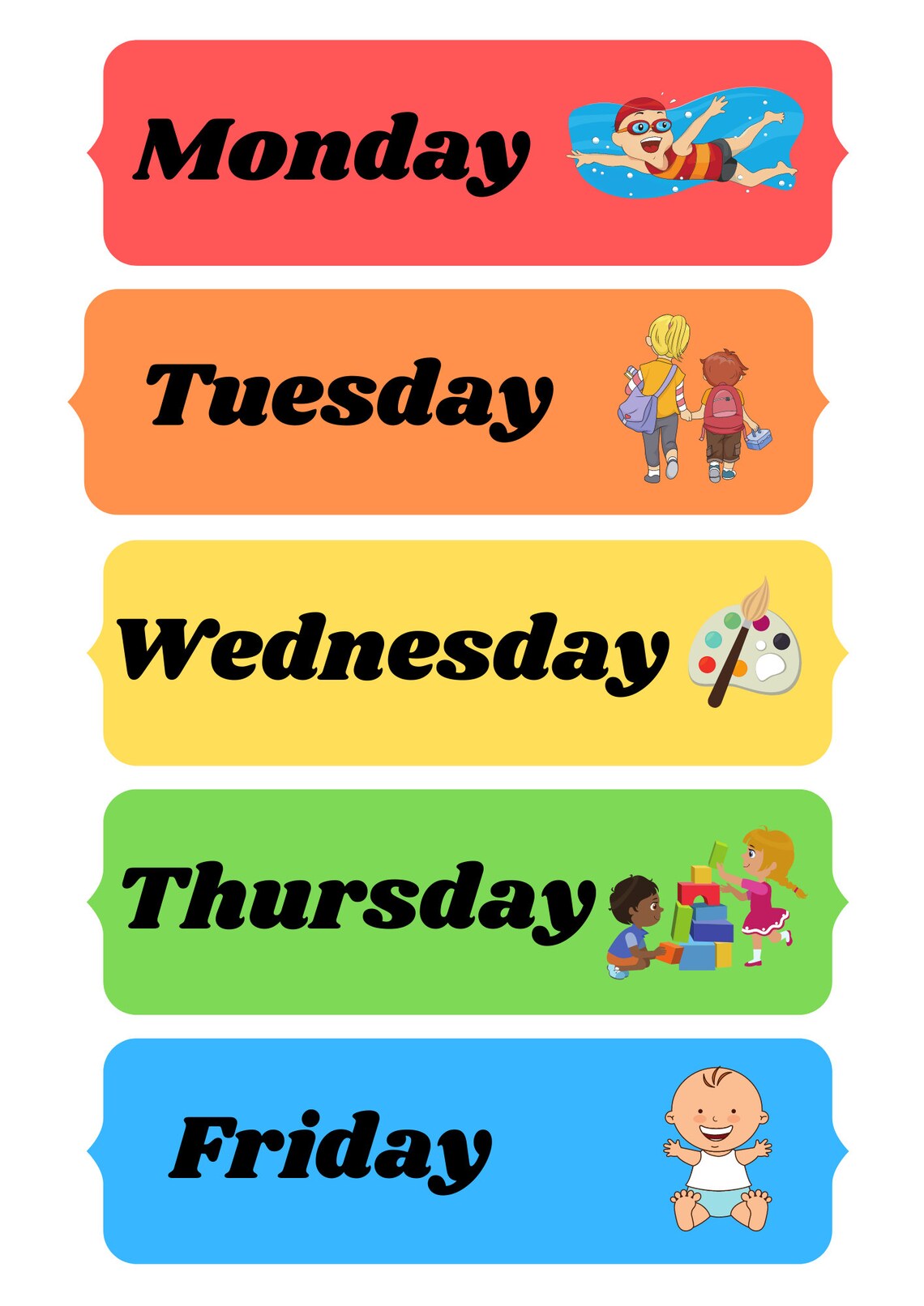Printable Day of the Week Chart Learning Tool Kids - Etsy Canada