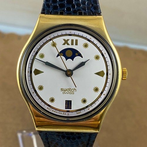 Rare Vintage New in Box Swatch Watch Moon Phase Gold Plated | Etsy