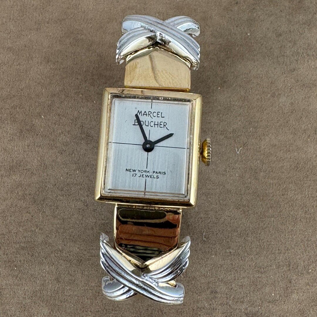 Vintage Marcel Boucher Cuff Watch: Gold Plated Clamper Bracelet, 17 ...