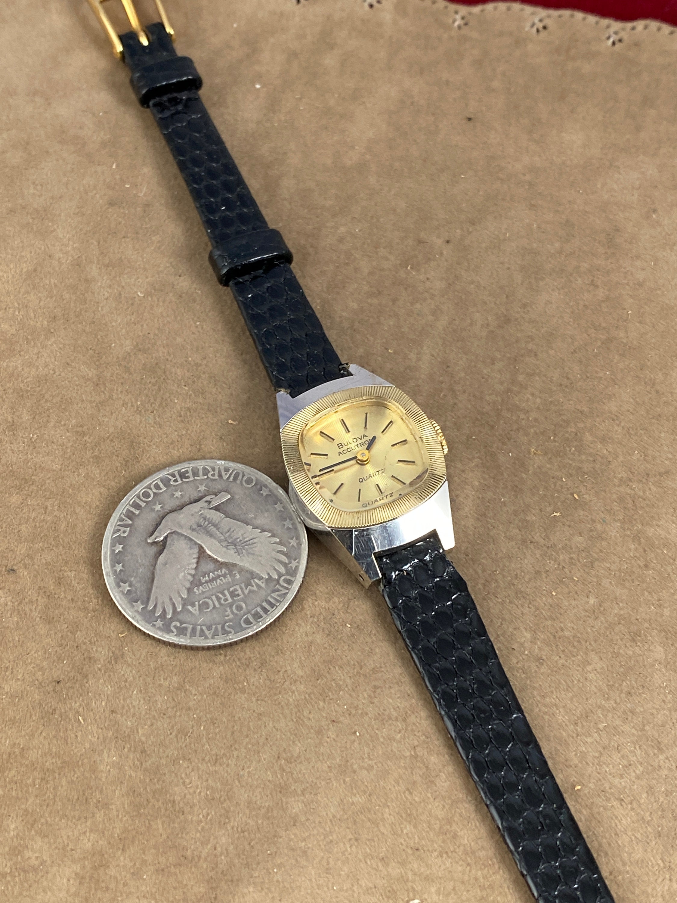 Vintage Bulova Accutron Watch N7: Champagne Dial, Black Lizard Strap - Etsy