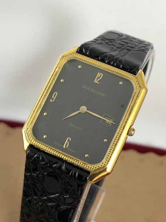 Vintage Bucherer Swiss Quartz Tank Watch Supper Thin … - Gem