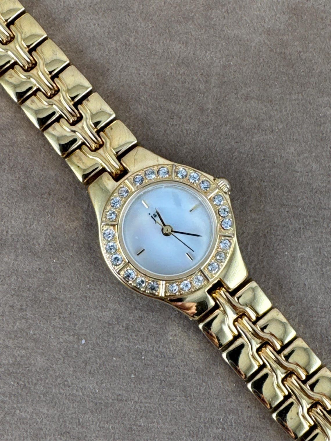 Vintage Jaz Paris Gold Plated Crystal Bezel Watch - Etsy