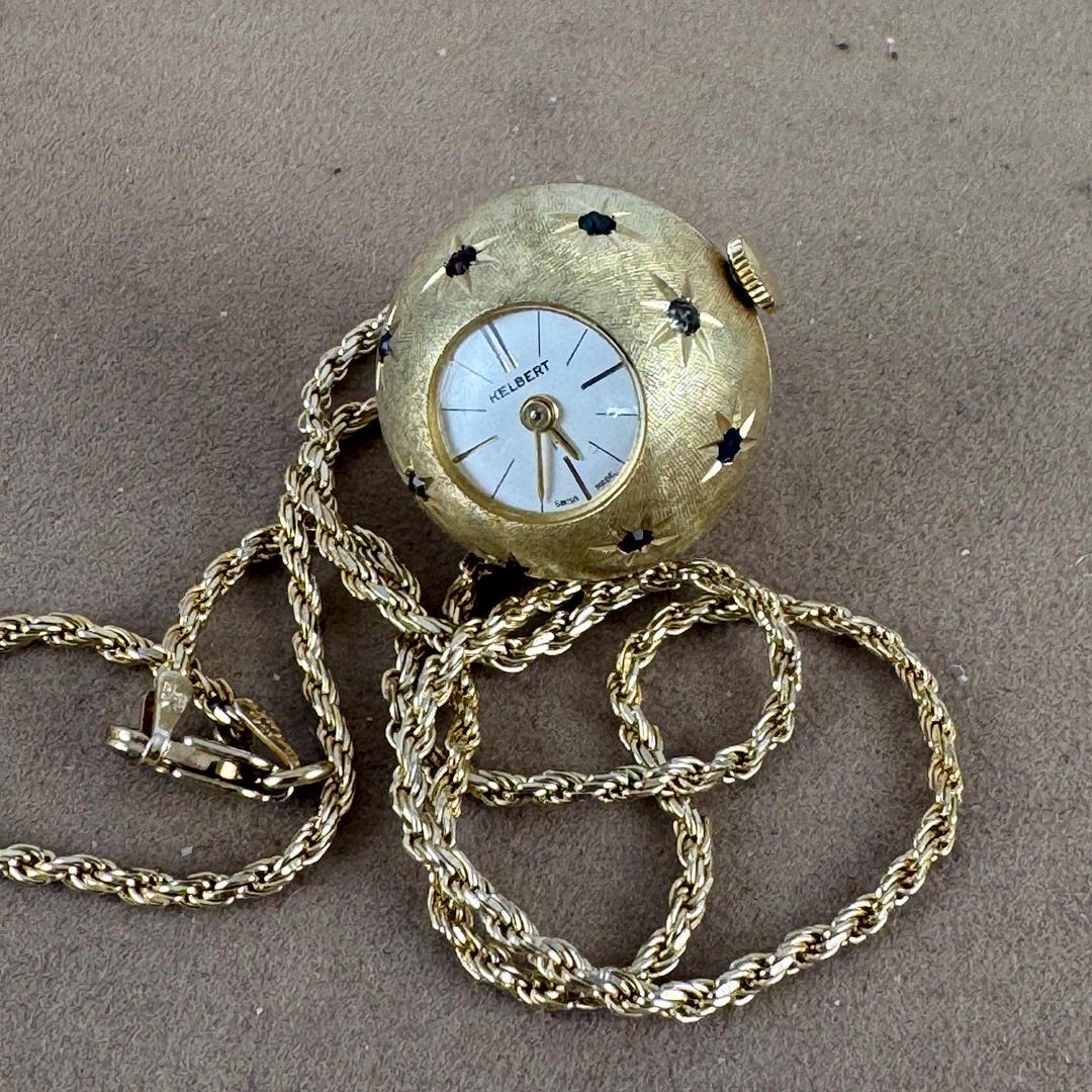 Vintage Swiss Kelbert 17 Jewel Pendant Necklace Watch or Orb Machine ...