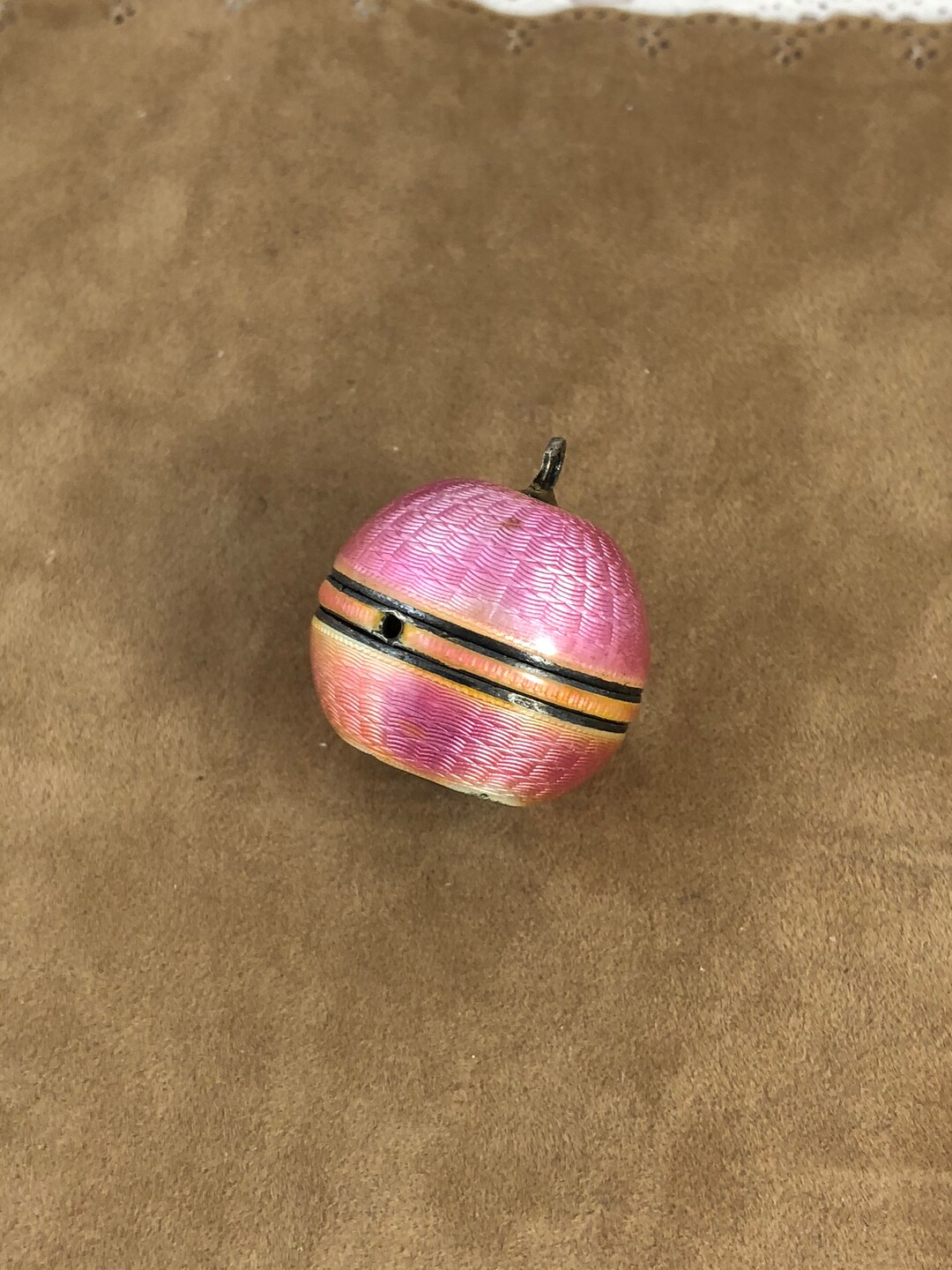 Very Rare Vintage Sterling Silver Ball for a Small Watch Pink Guilloche ...