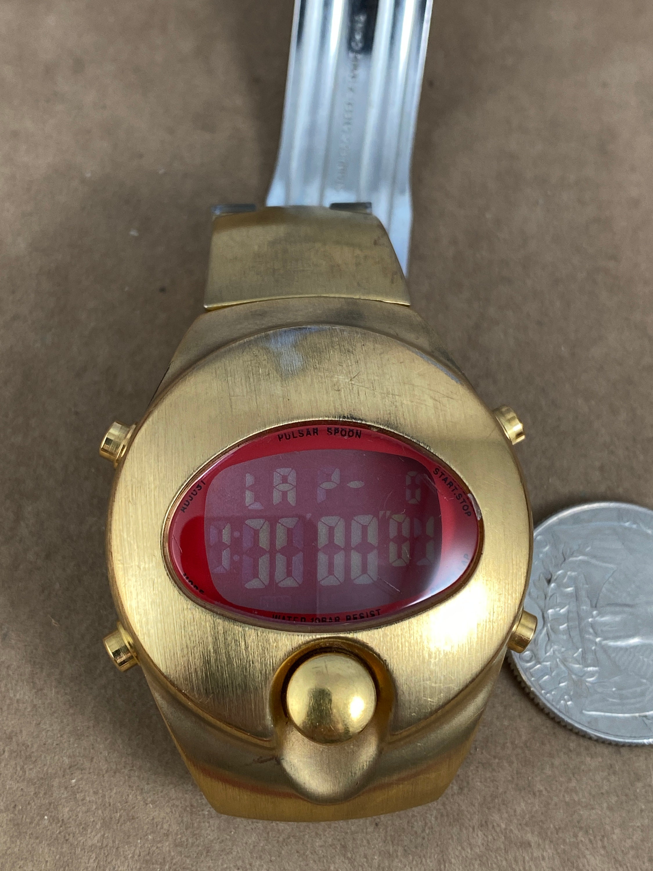 Vintage Pulsar Spoon Spoon Watch Gold and Red Face New Battery - Etsy