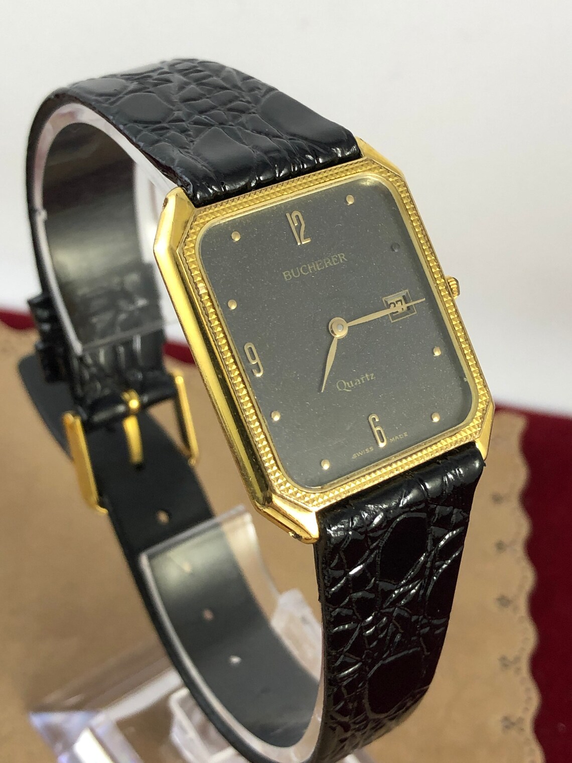 Vintage Bucherer Swiss Quartz Tank Watch Supper Thin 4.8MM 18K - Etsy