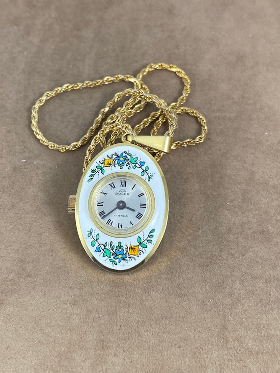 Vintage Swiss Made Buler Watch with Hand Painted Flow… - Gem