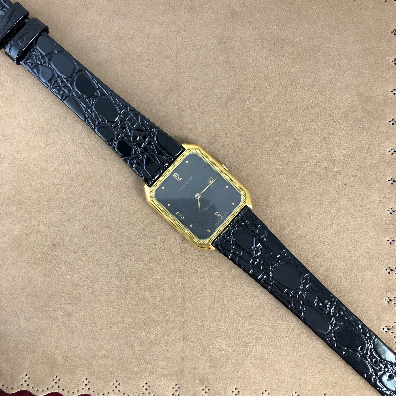 Vintage Bucherer Swiss Quartz Tank Watch Supper Thin 4.8MM 18K - Etsy