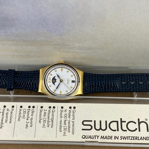 Rare Vintage New in Box Swatch Watch Moon Phase, Gold Plated Front ...