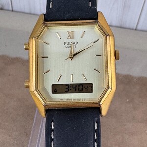 Vintage Pulsar Analog & Digital Alarm Wristwatch With Dual Time ...