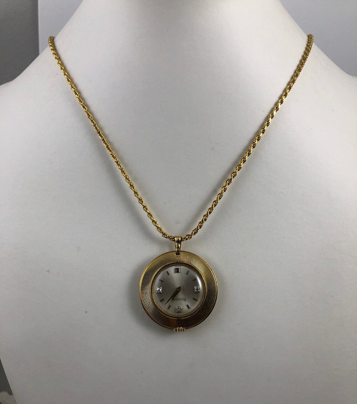 Vintage Bulova Diamond Pendant Watch 1.125 Inch in Diameter | Etsy