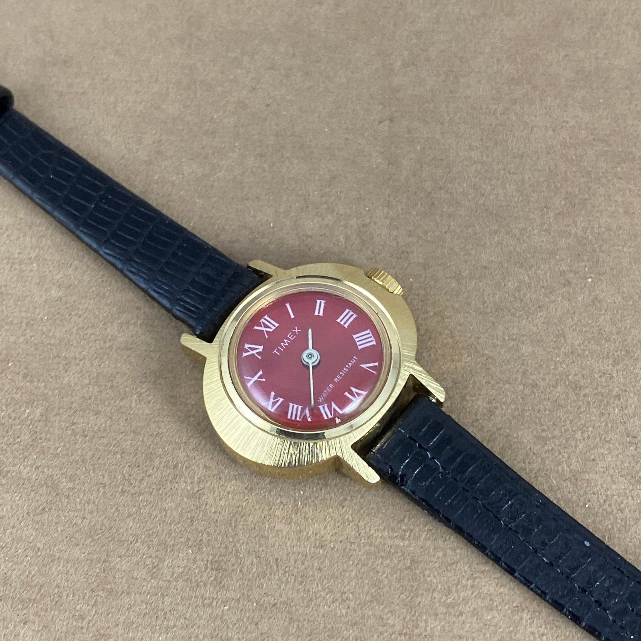 Vintage Timex Red Dial Gold Tone Base Metal Bezel Roman - Etsy UK