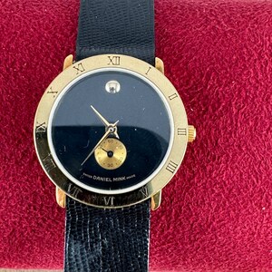Vintage Daniel Mink Moon Phase Quartz Watch 3 Station Gold Plated and ...