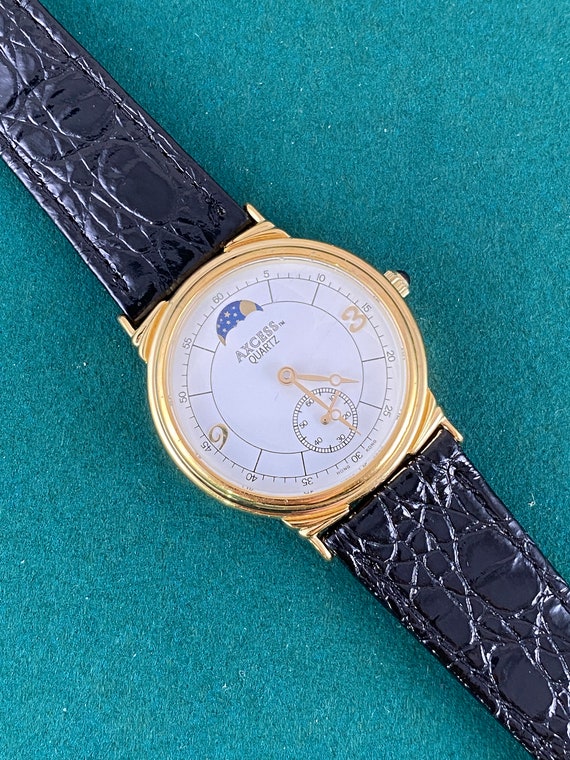 Vintage French Axcess Gold Tone and Stainless Steel M… - Gem