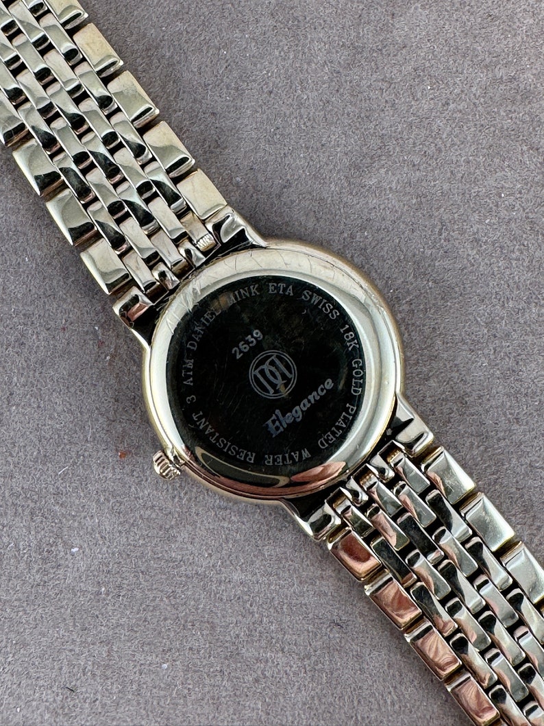 Vintage Daniel Mink Swiss Watch: 18K Gold Plated Crystal Bezel - Etsy UK