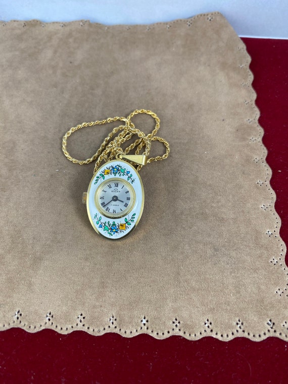 Vintage Swiss Made Buler Watch with Hand Painted Flow… - Gem