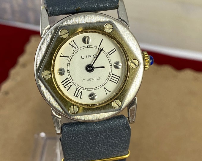 Vintage CIRO 2 Toneyellow Gold and Stainless Steel 17 Jewels Swiss ...
