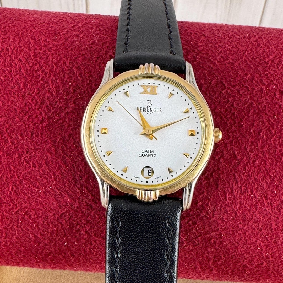 Vintage Berenger Sculptured Gold and Stainless Steel Watch 10 Micron ...