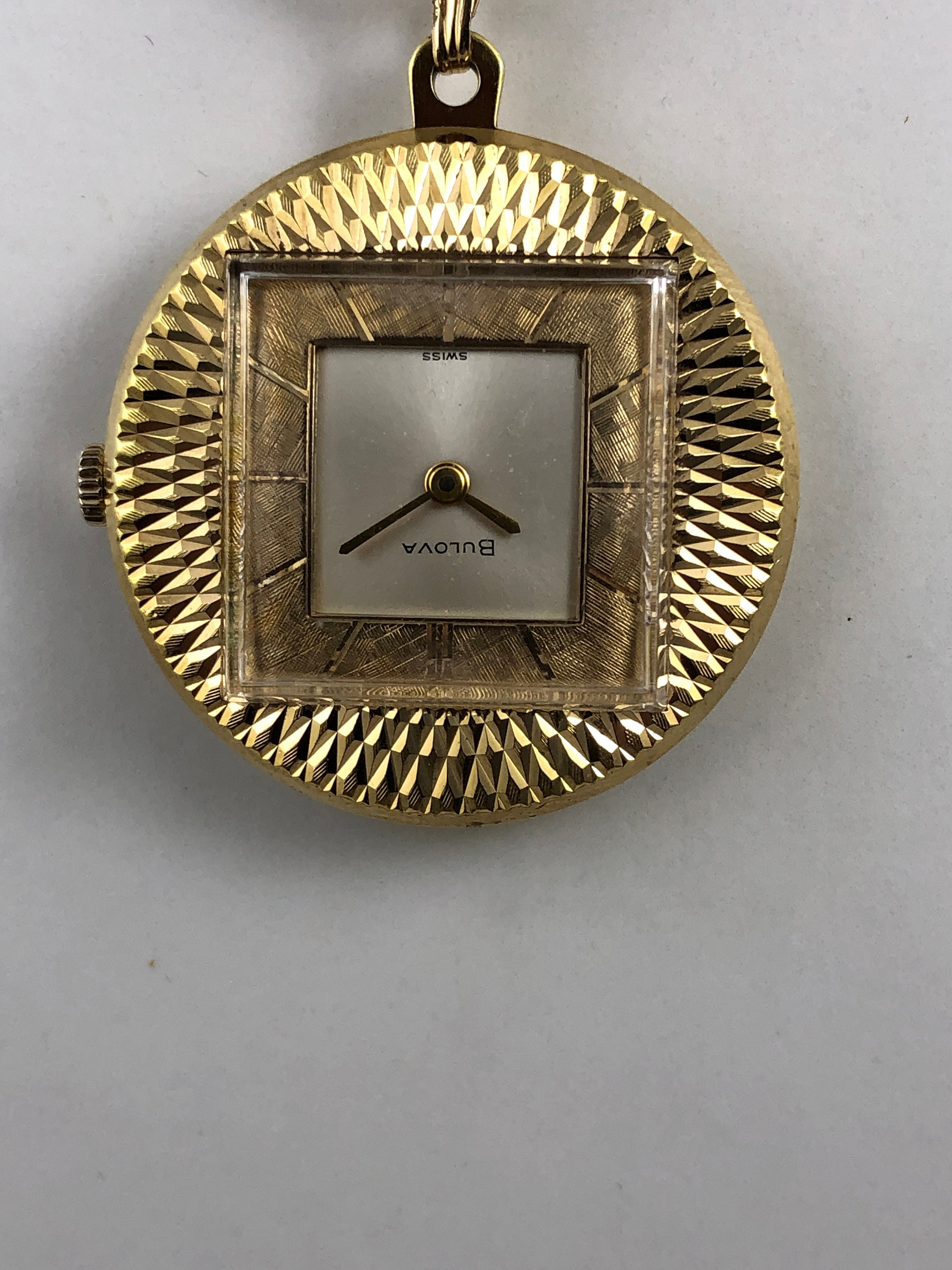 Vintage Bulova Pendant Watch 1 1/4 Inch Tall Square Face on | Etsy