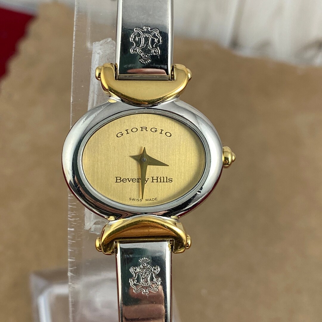 Vintage Giorgio Beverly Hills Swiss Watch: Two-tone Gold & Silver Cuff ...