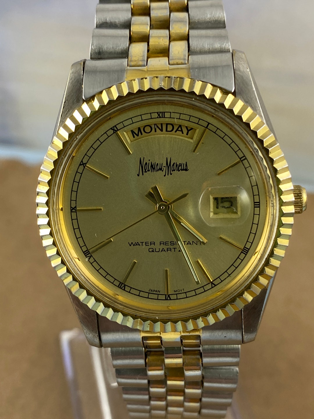 Vintage Neiman Marcus Gold Plated Day and Date Watch - Etsy