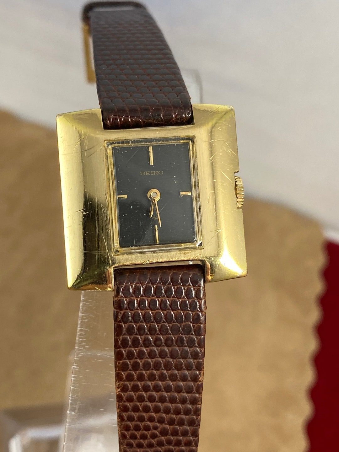 Vintage Extra Rare Seiko Asymmetrical 17 Jewel Rectangle Dial Bevele ...