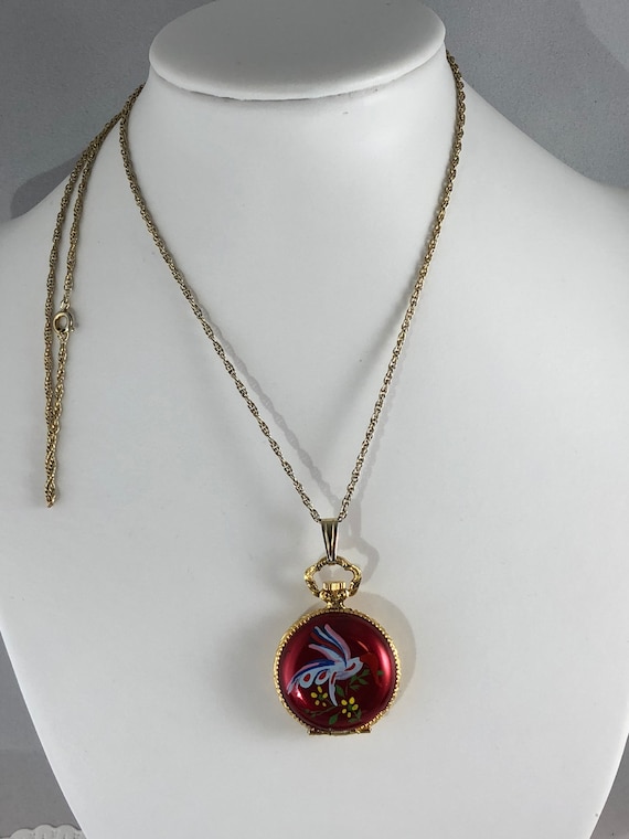 Vintage Mint Bourguard SA Incabloc Swiss Pendant Enam… - Gem