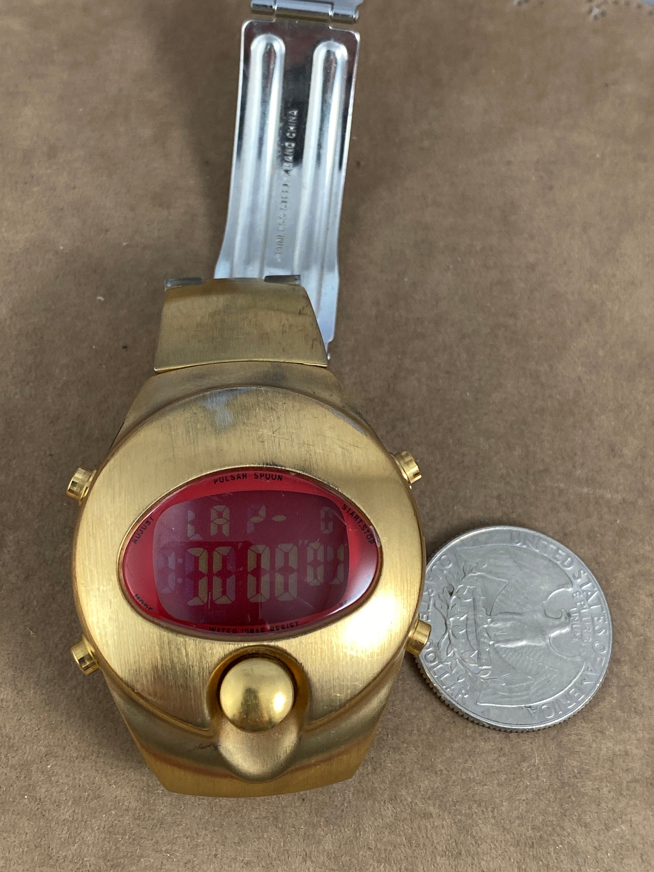 Vintage Pulsar Spoon Spoon Watch Gold and Red Face New Battery - Etsy