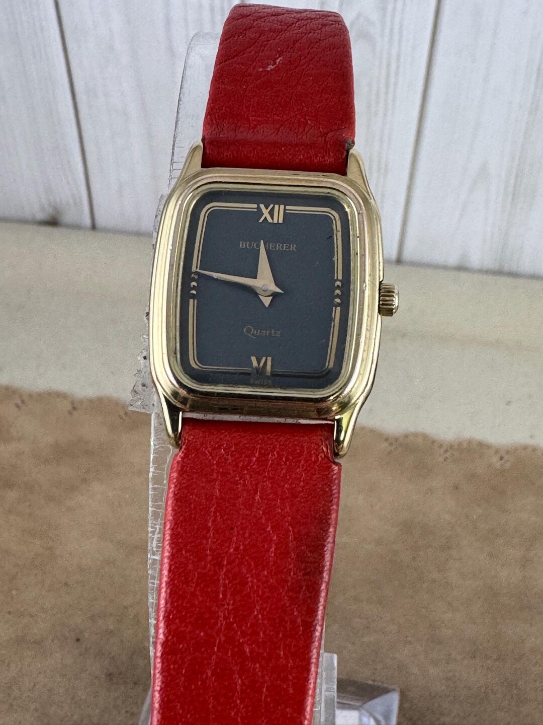 Vintage Bucherer Swiss Quartz Tank Watch Supper Thin 4.8MM 18K 10 ...