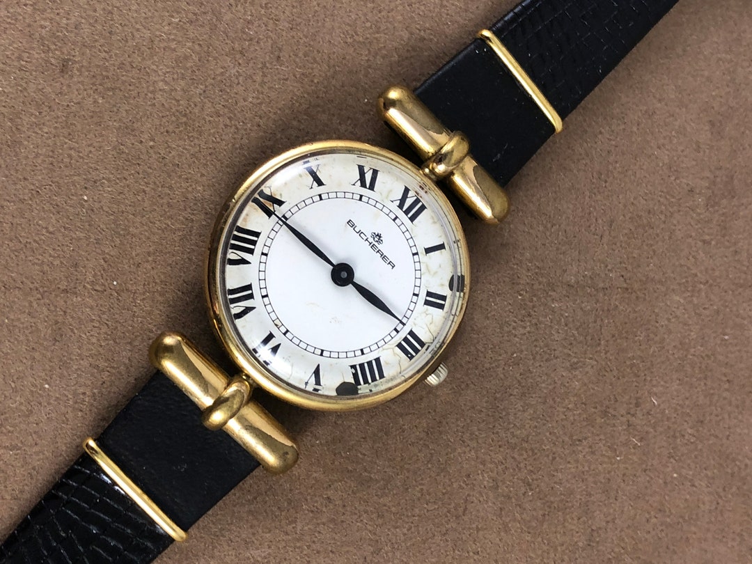 Vintage Bucherer Mechanical Watch Swiss Made 1 Inch Case With Roman ...