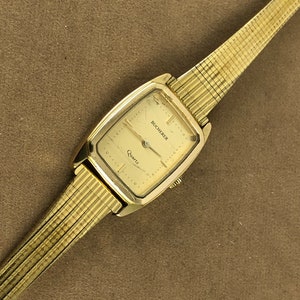 Vintage Bucherer Quartz Watch: 18K Gold Plated Tank Style - Etsy