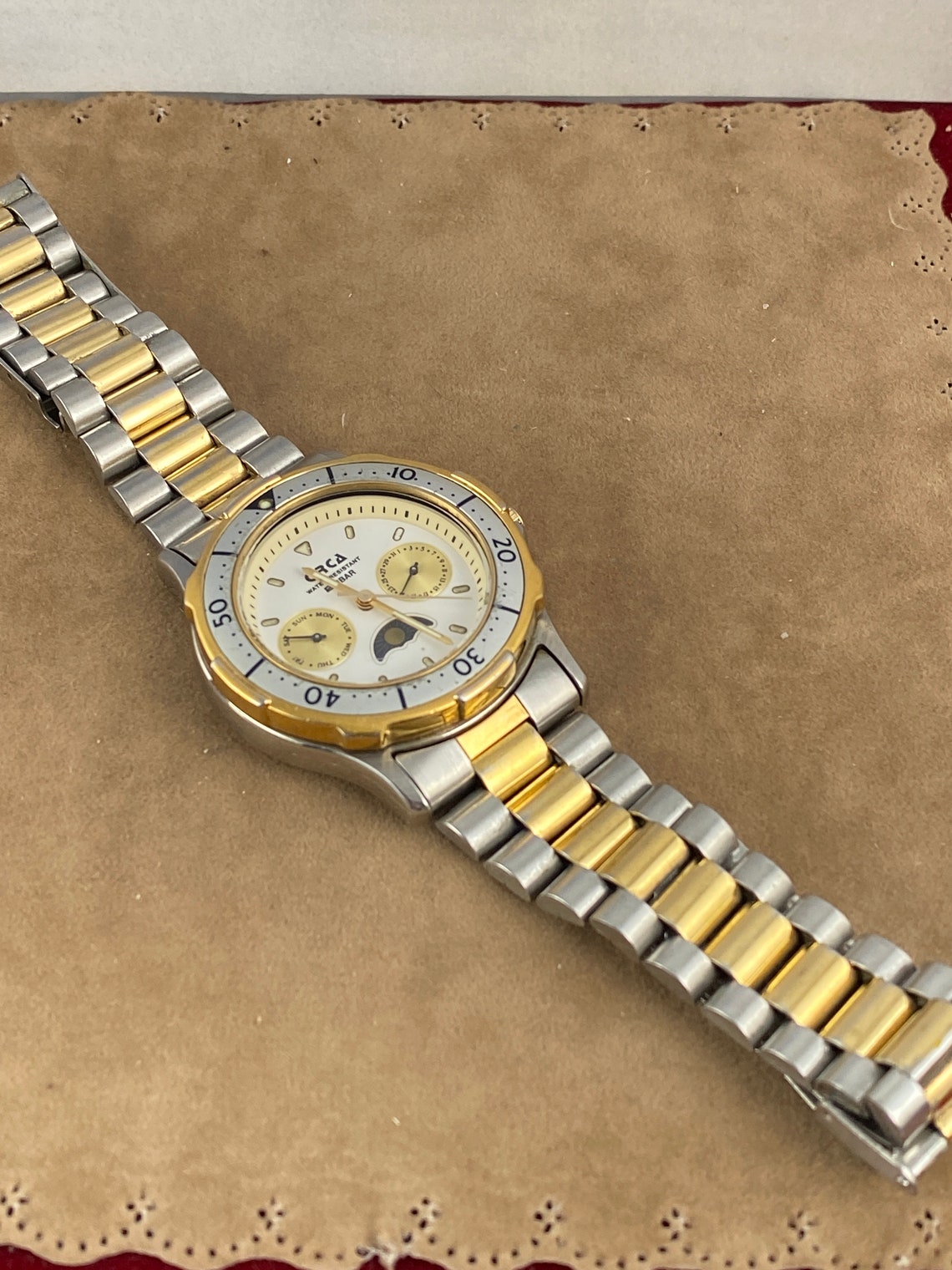 Vintage Original Maruman Orca Moonphase Day Date Quartz Watch | Etsy