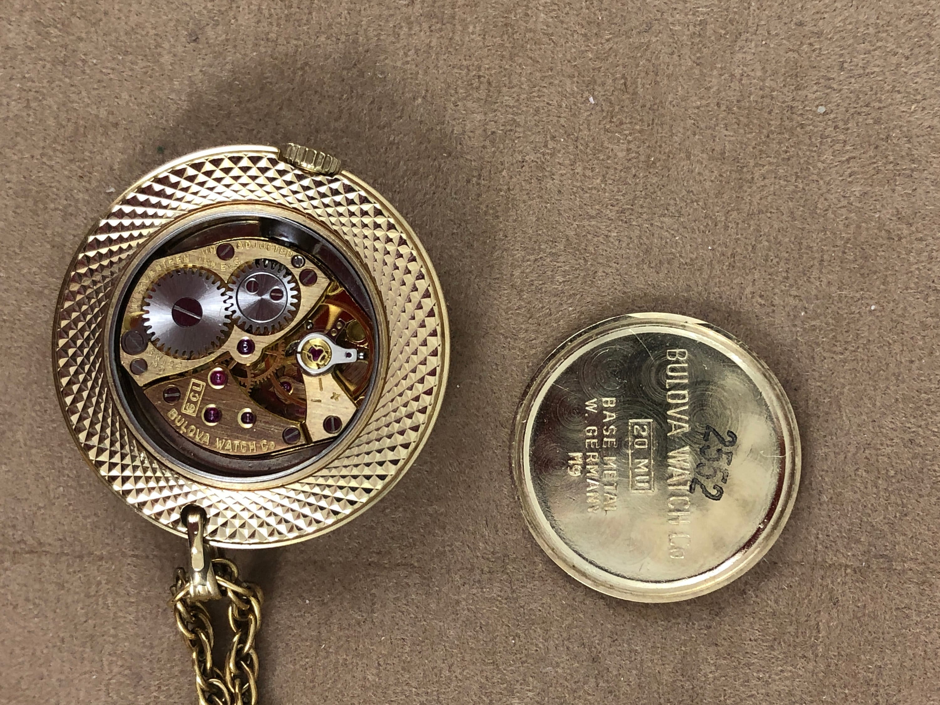 Vintage Bulova Pendant Watch Necklace: 22K Gold Plated Sterling Silver ...