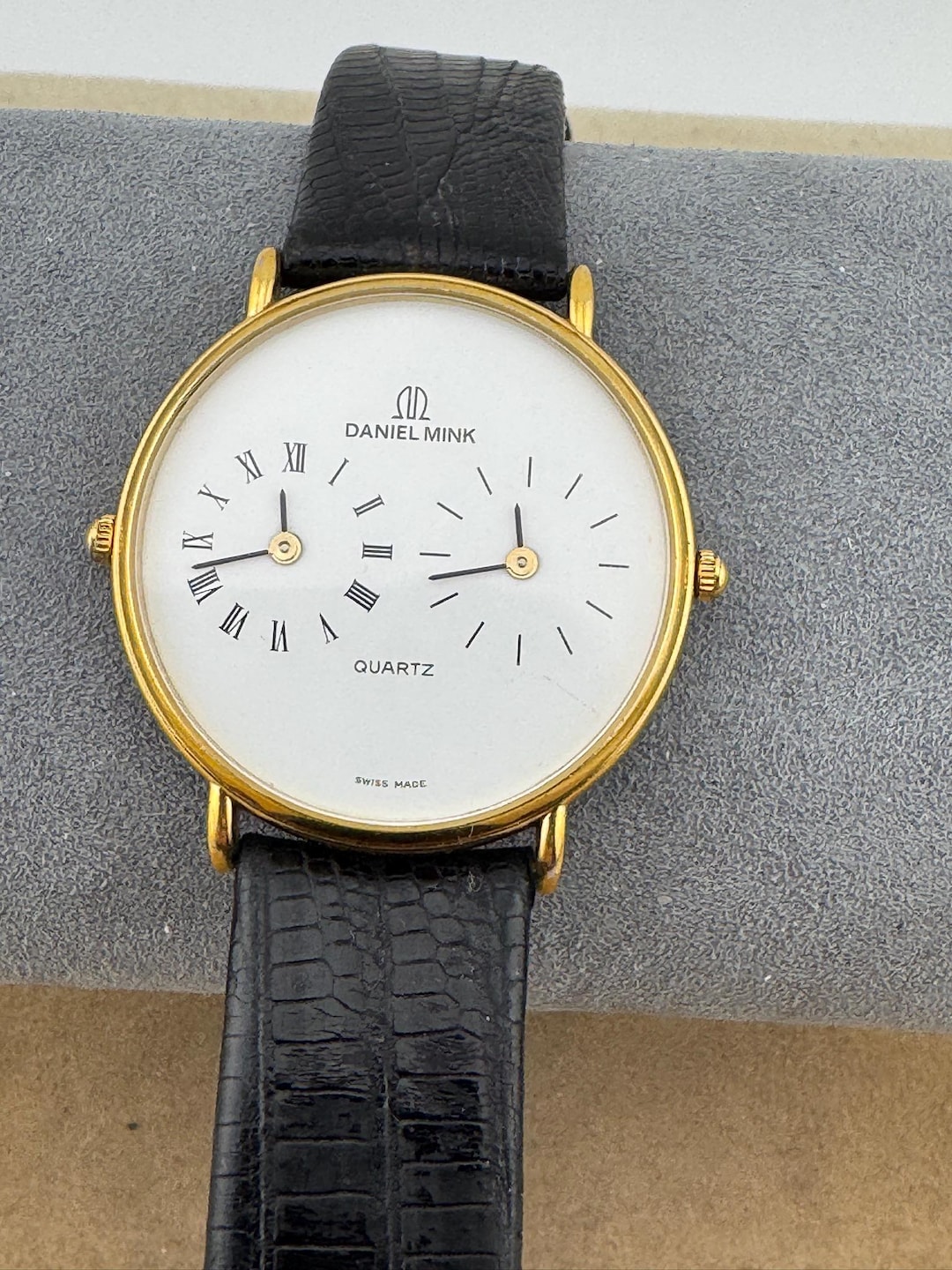 Vintage Daniel Mink Dual Time Watch: Swiss-made 18K Gold Plated - Etsy
