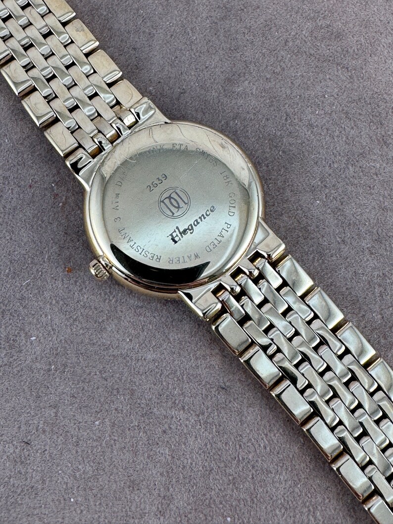Vintage Daniel Mink Swiss Watch: 18K Gold Plated Crystal Bezel - Etsy UK