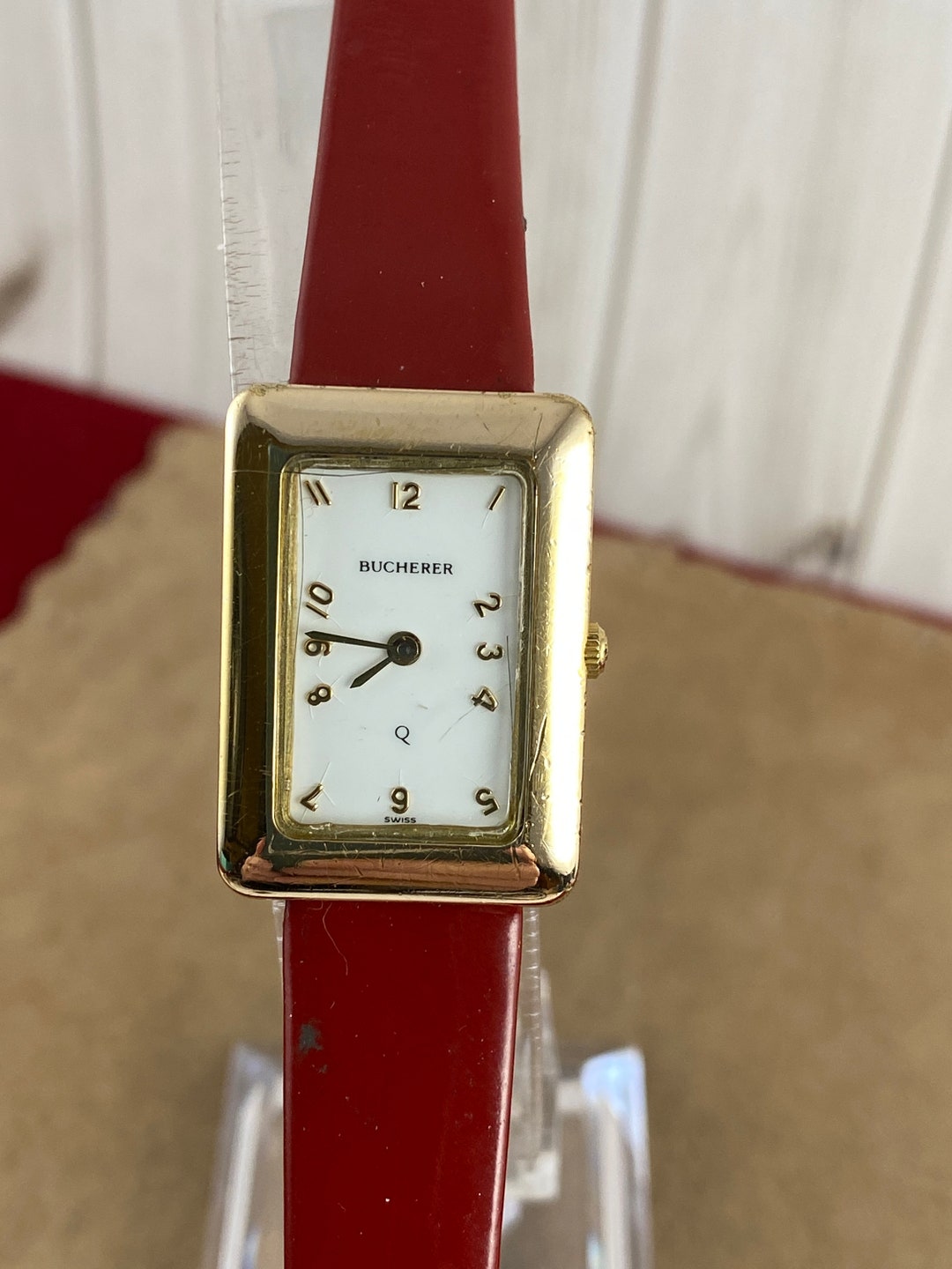 Vintage Bucherer Swiss Quartz Tank Watch Supper Thin 4.8MM 18K 10 ...