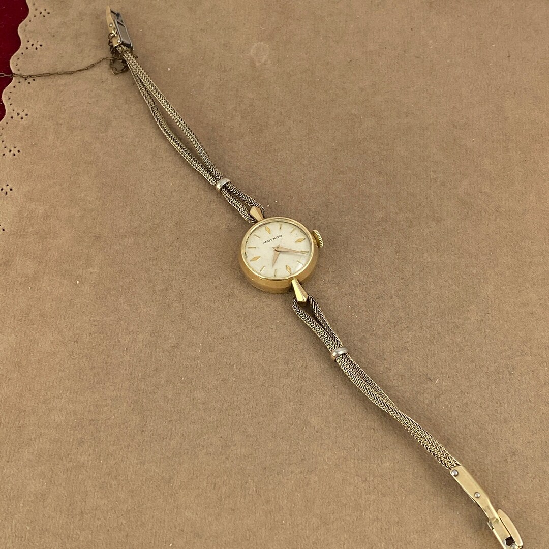 Vintage Movado Watch: 14K Gold Case, 10K Gold Filled Band, Hand Wind ...
