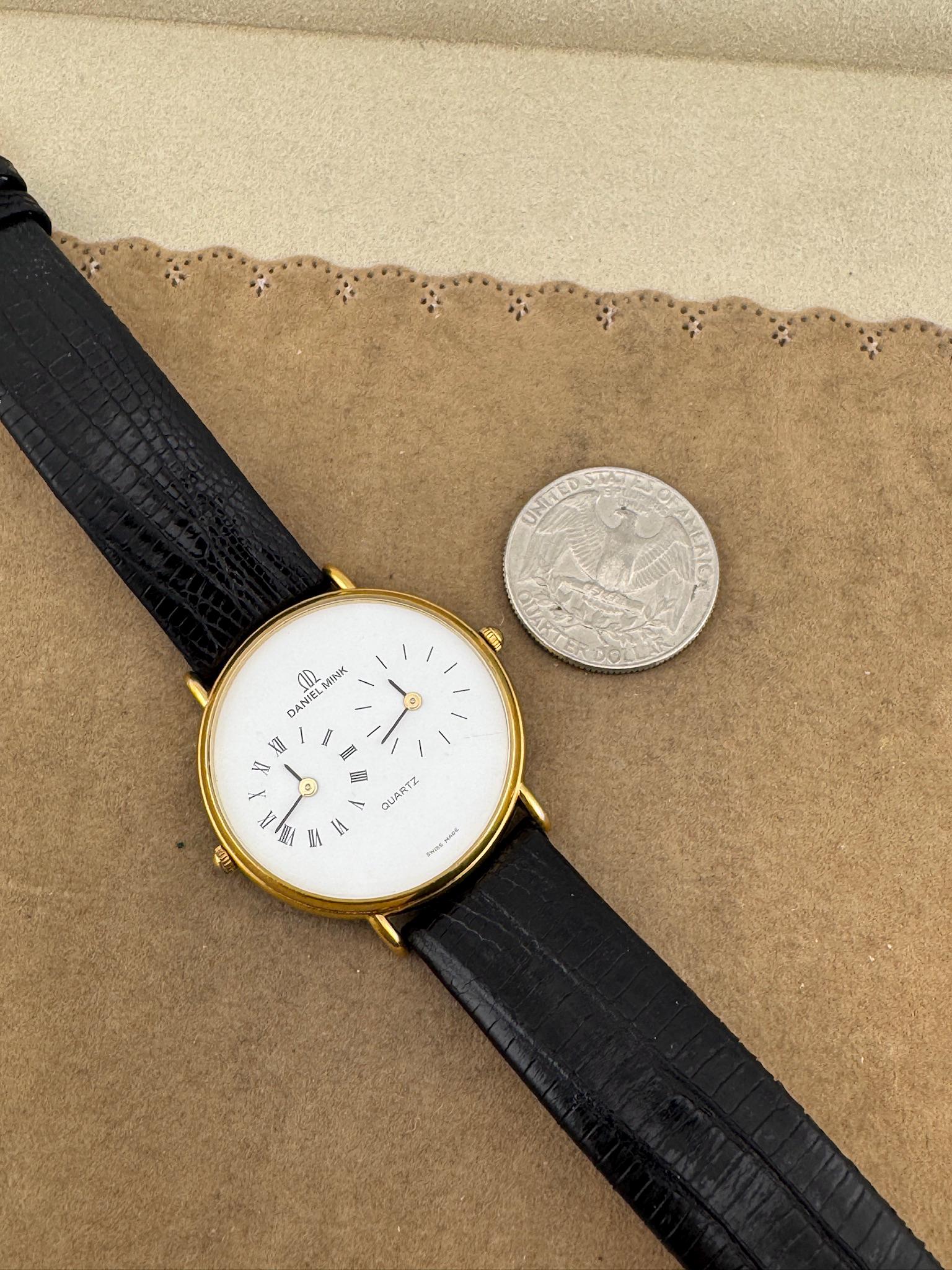 Vintage Daniel Mink Dual Time Watch: Swiss-made 18K Gold Plated - Etsy