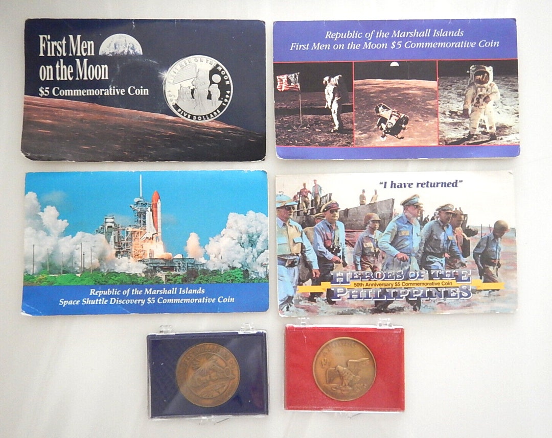 US Space Program Coins & Medals Moon Landing First Men Shuttle Apollo ...