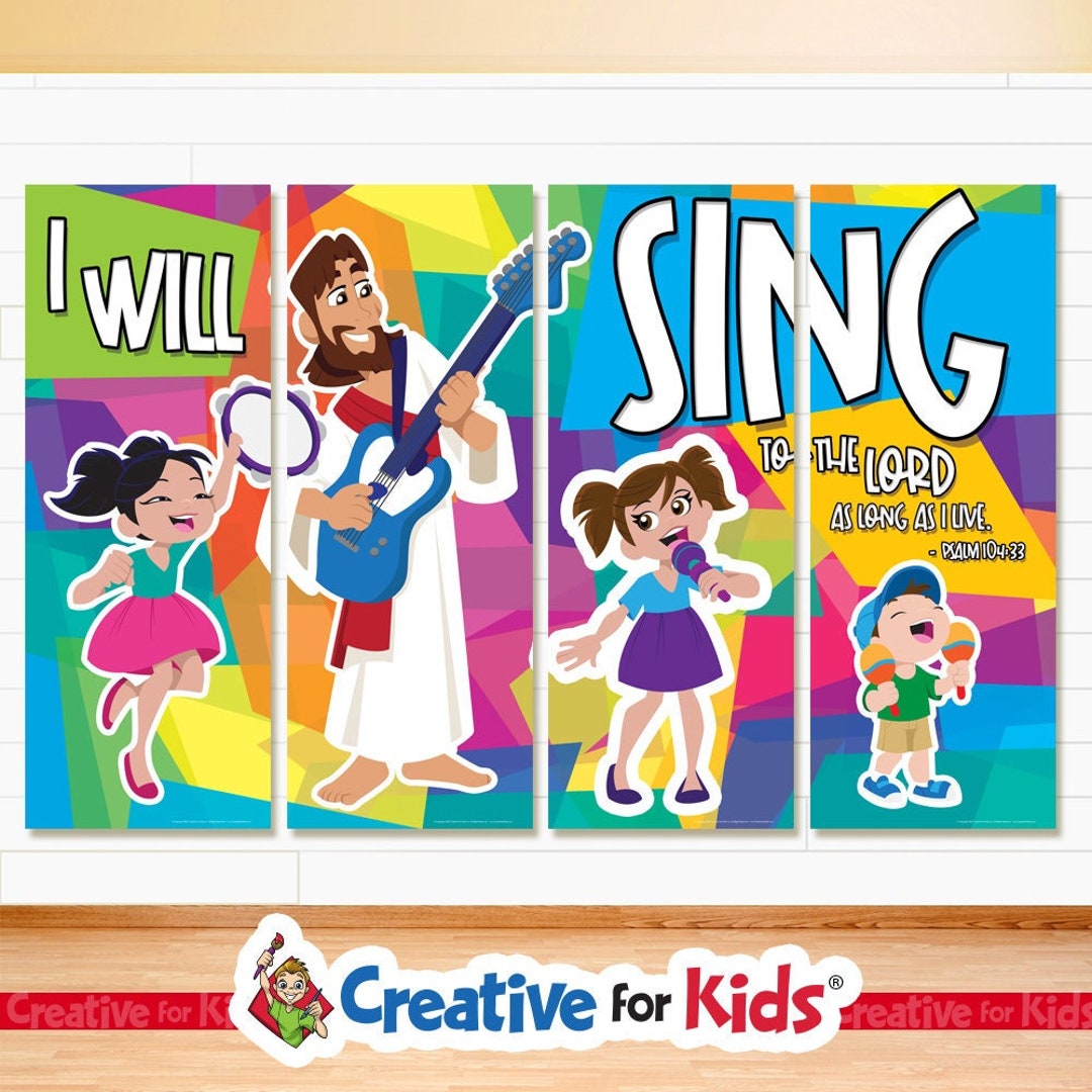 4 Banner Collage Set I Will Sing, Sunday School Decor, Sunday School ...