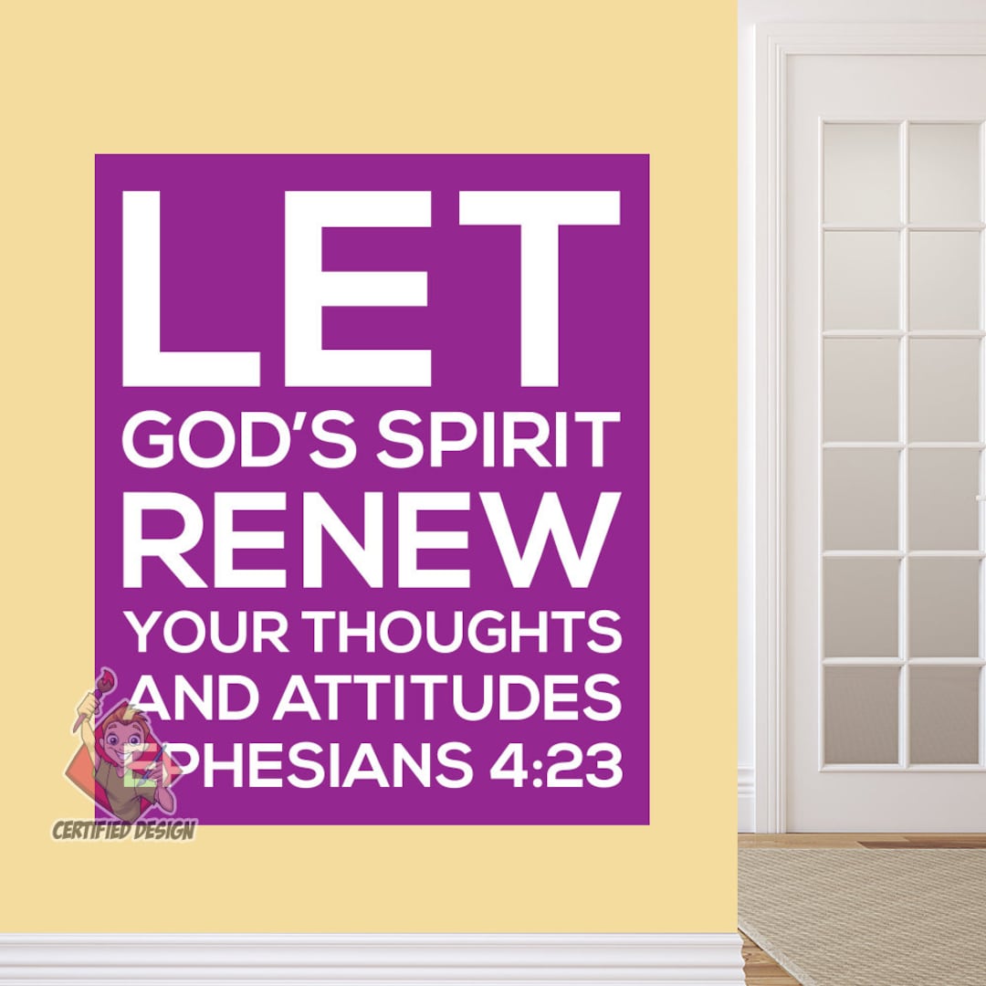 Ephesians 4:23, Sunday School Wall Decal, Scripture Verse Poster, Youth ...