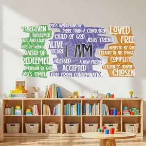 I Am Puzzle Word Cloud Wall Decal, Sunday School Banner, Kindergarten ...