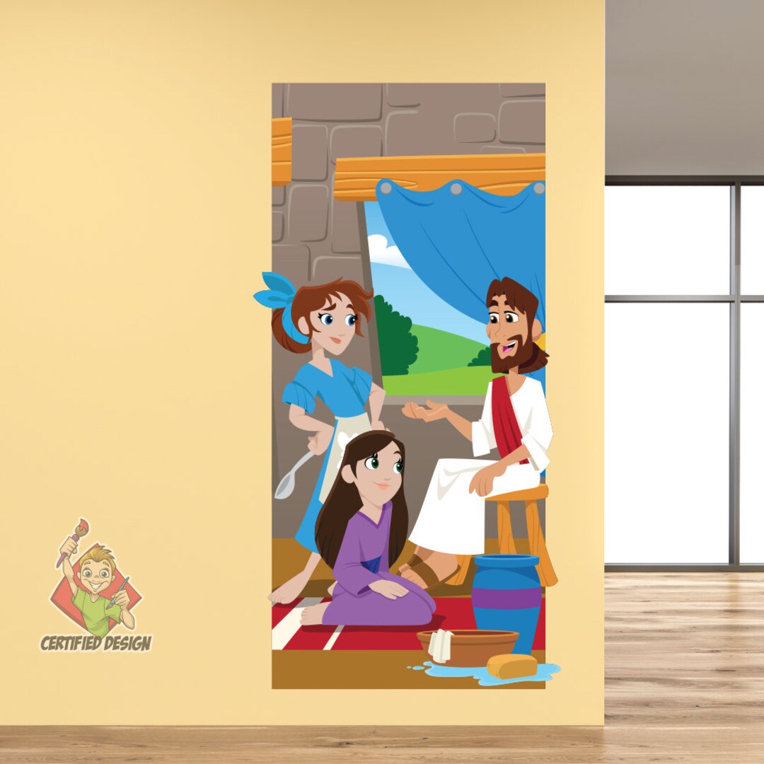 Mary and Martha Wall Decal, Bible Story Wall Decal, Kids Church Wall ...
