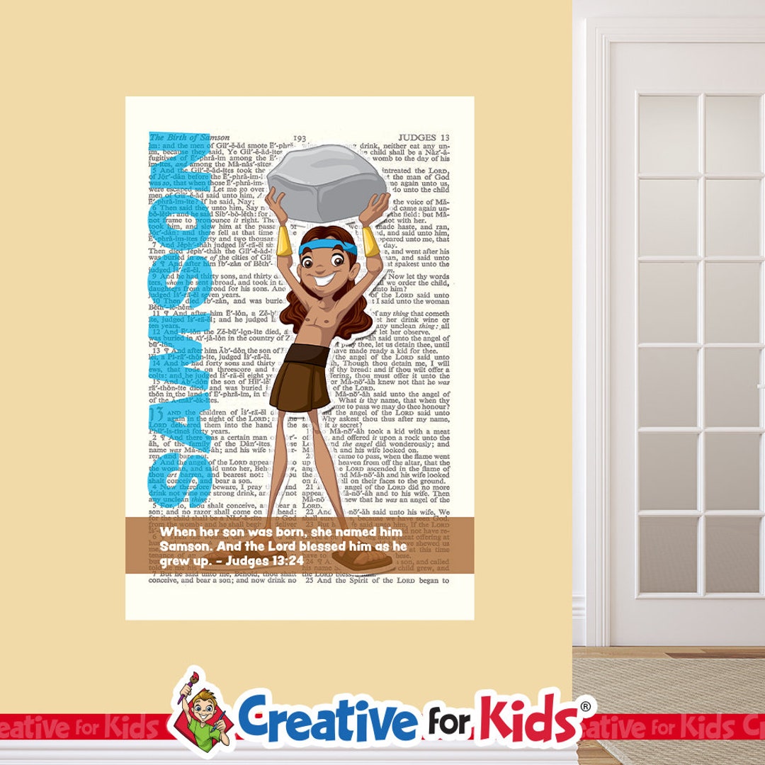Samson Wall Decal, Bible Story Wall Decal, Sunday School Decal, Kids ...