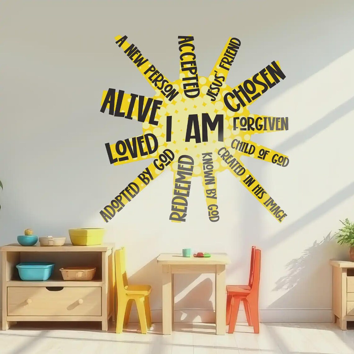 I Am Word Cloud Wall Decal: Sunday School Religious Art - Etsy