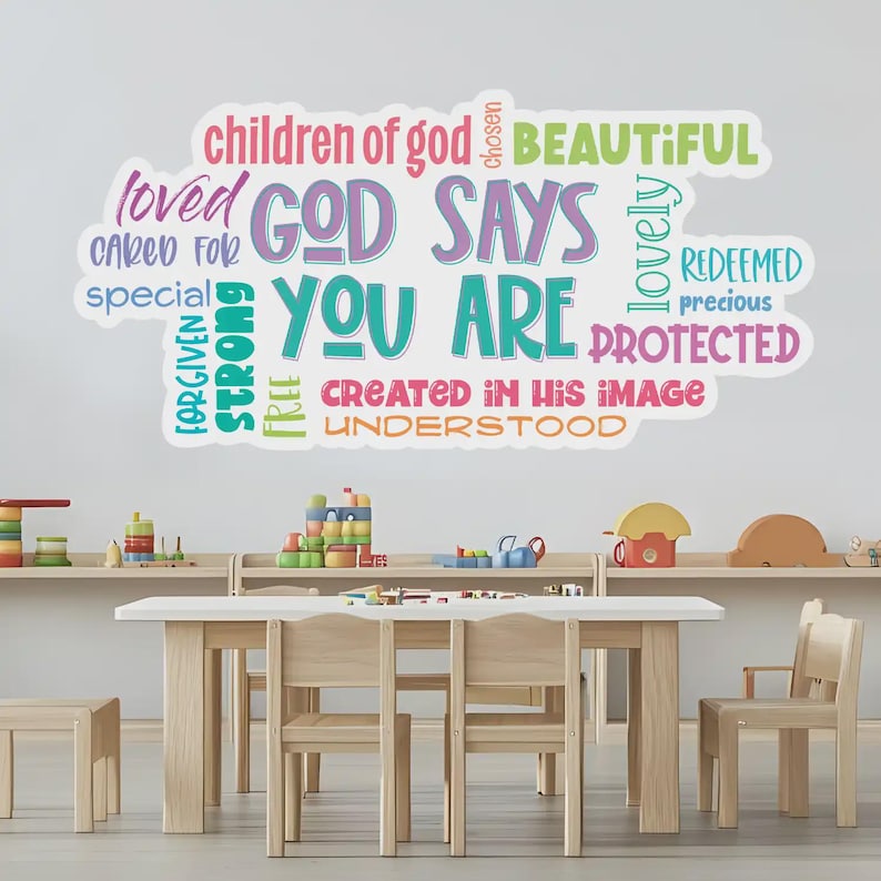 God Says Word Cloud Wall Decal: Sunday School Classroom Decor - Etsy