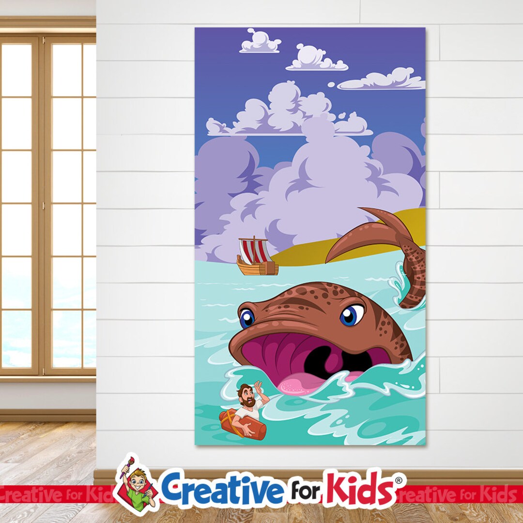 Jonah and the Whale Banner: Minimalist Sunday School Decor - Etsy